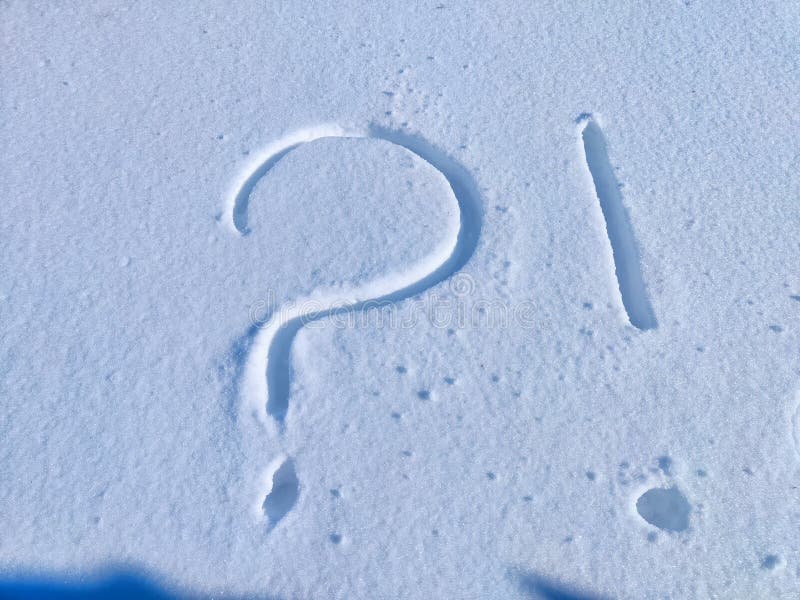 Question Mark and Lines Drawn in Snow, Capturing a Moment of Winter ...