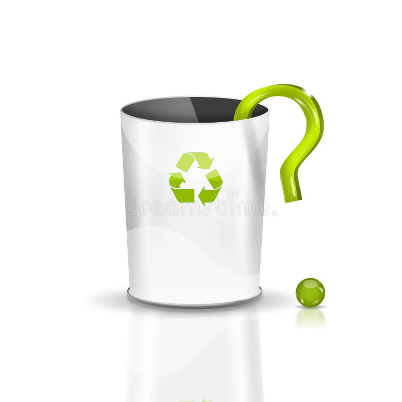 A Question Mark Looking in the Recycle Bin Stock Illustration ...