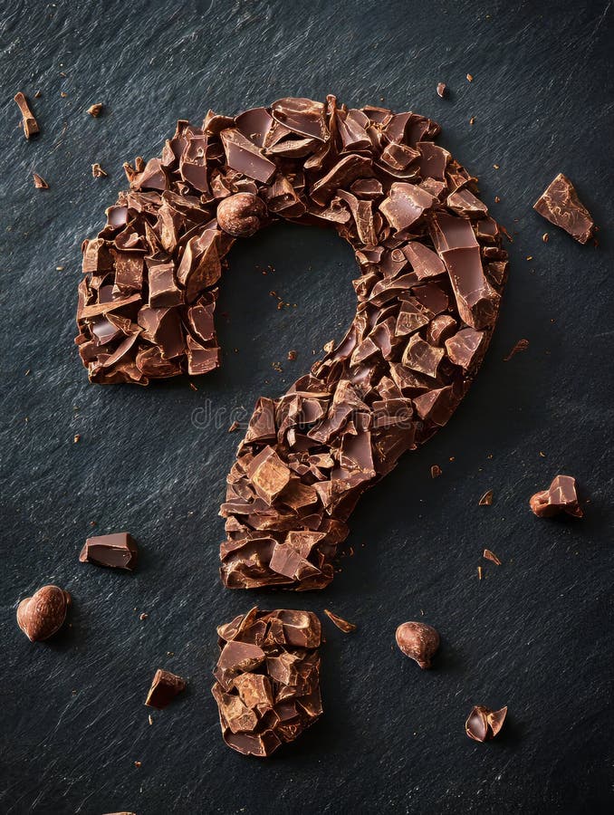 Question Mark Made of Chocolate Pieces on Slate Background. Stock Photo ...