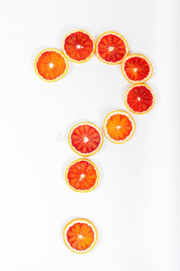 Question Mark Made from Citrus Fruit Blood Oranges on White Back Stock ...