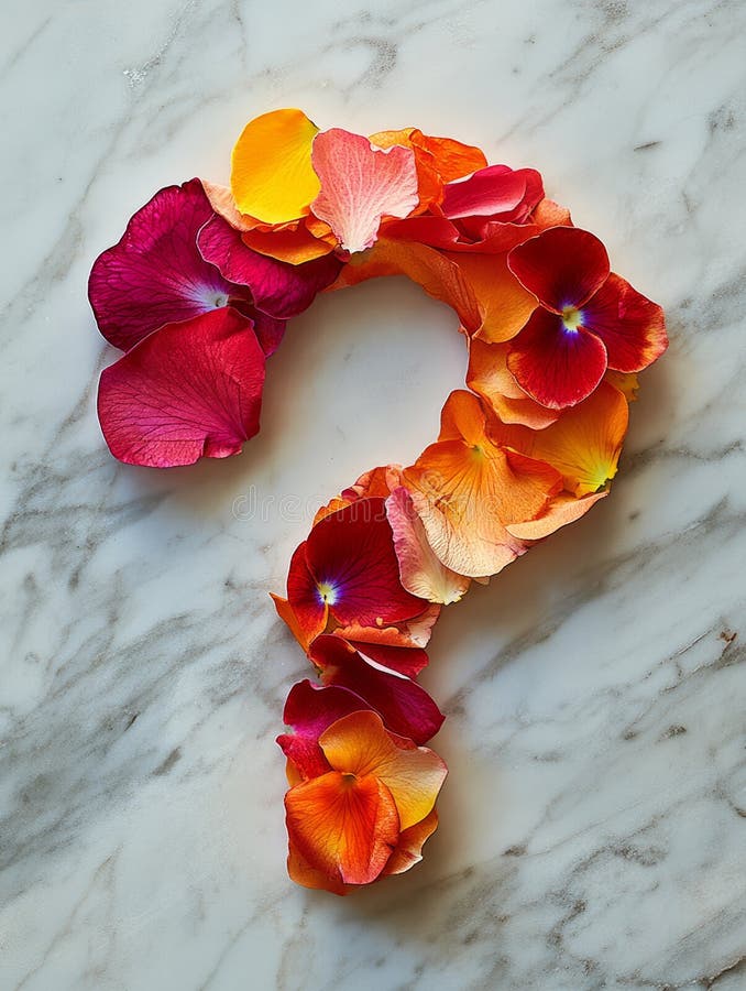 Question Mark Made Colorful Petals Marble Background Stock Photos ...