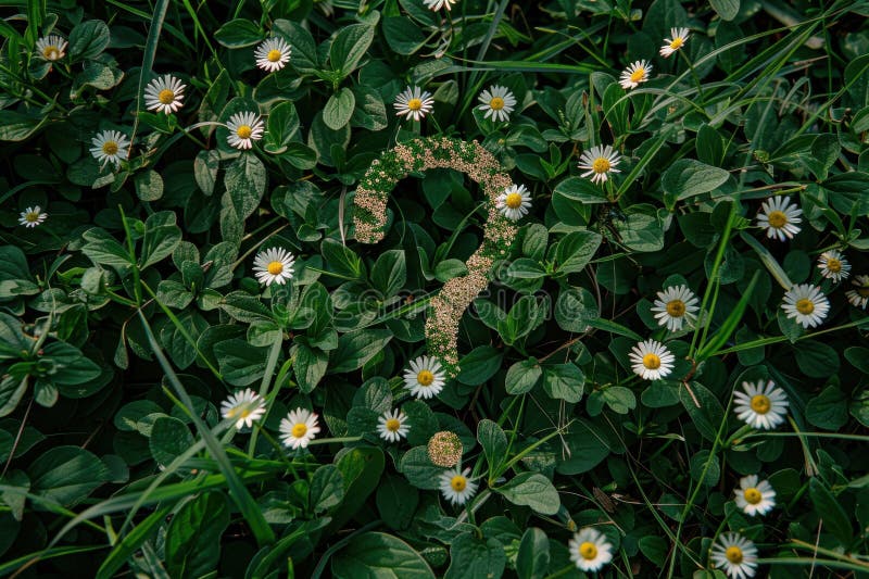 The Question Mark is Made of Flowers on a Green Lawn Stock Image ...
