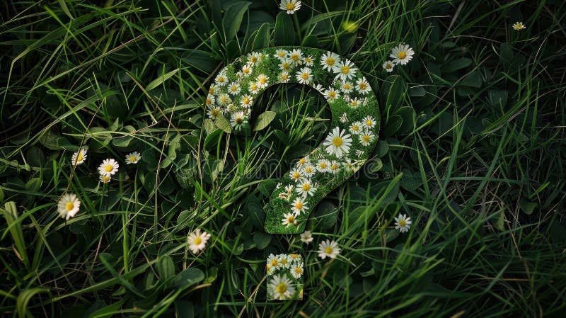The Question Mark is Made of Flowers on a Green Lawn Stock Image ...