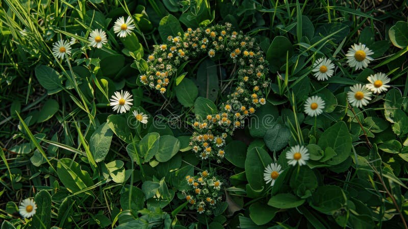 The Question Mark is Made of Flowers on a Green Lawn Stock Image ...