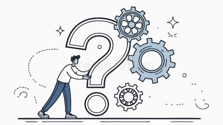 Question Mark with Gears, Problem Analysis and Solutions Vector Design ...