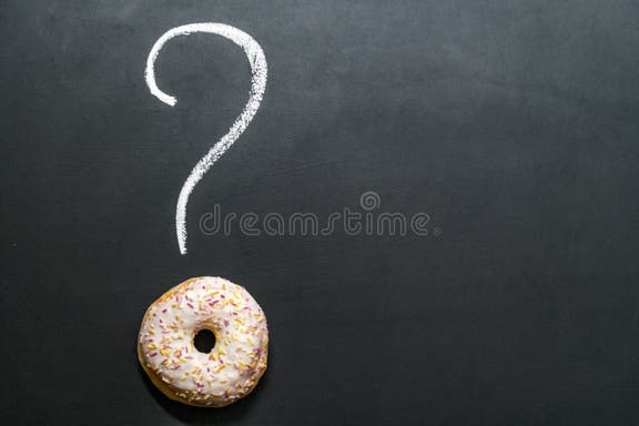 Question Mark Made of Glazed Donuts on a Black Board Stock Image ...