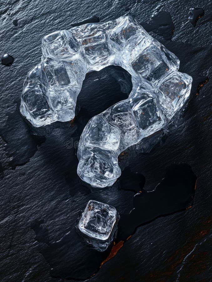 Question Mark Made of Ice on a Wet Slate Surface. Stock Photo - Image ...