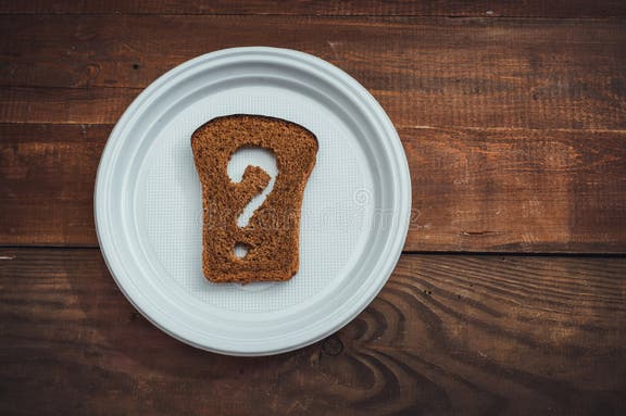Question Mark Made of Rye Bread on Plate Stock Photo - Image of concept ...