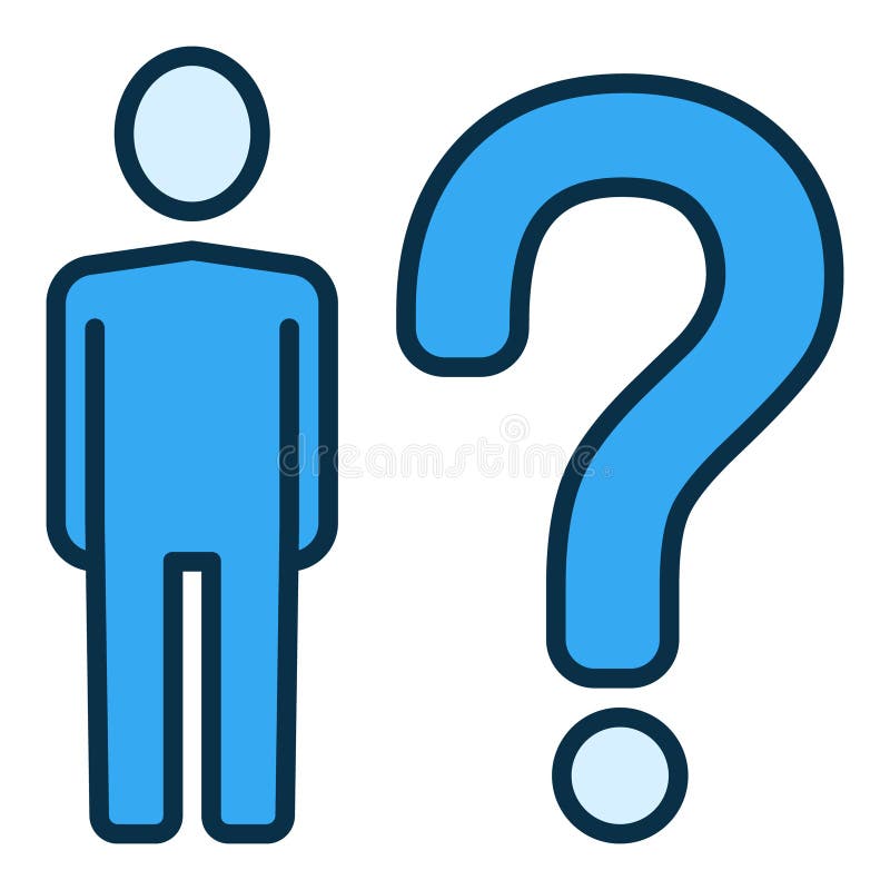 Question Mark and Man Vector Concept Blue Icon Stock Illustration ...
