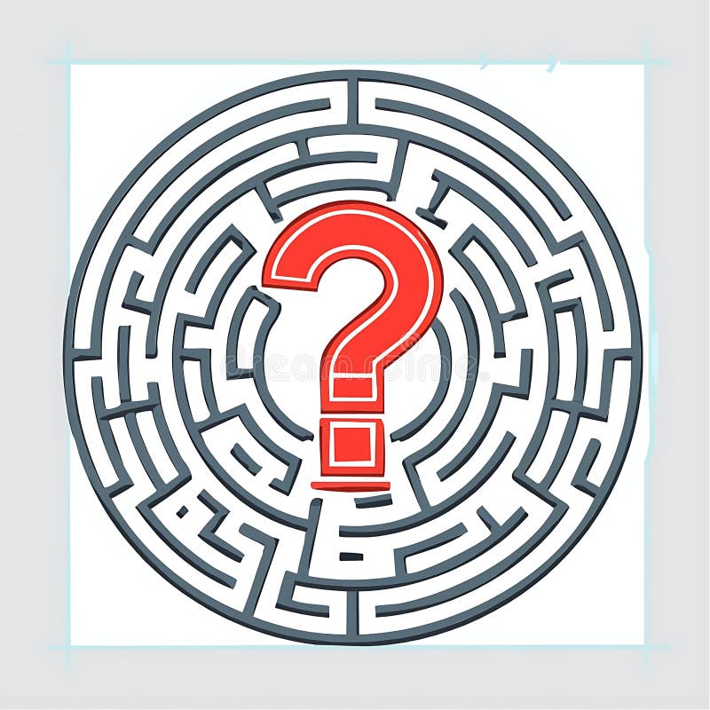Question Mark Maze with Straight Line Showing the Solution Path Stock ...
