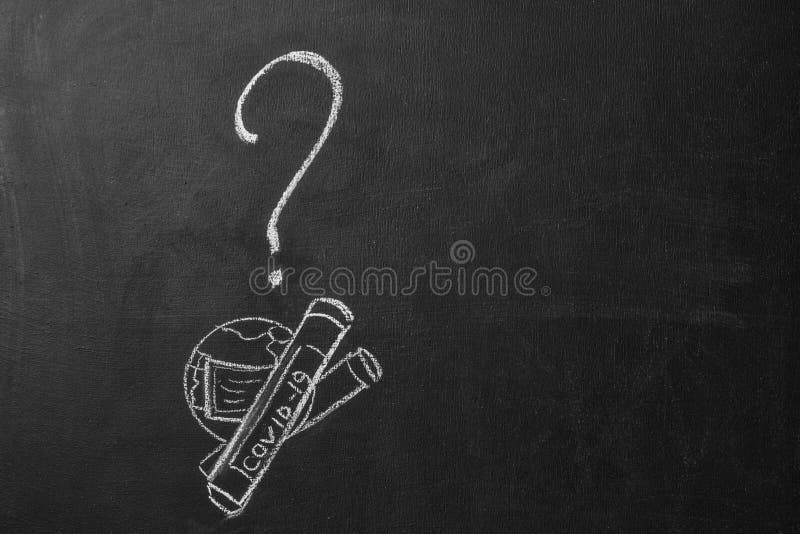 Question Mark, Medical Mask and Bacteria Symbol on Chalk Board Stock ...
