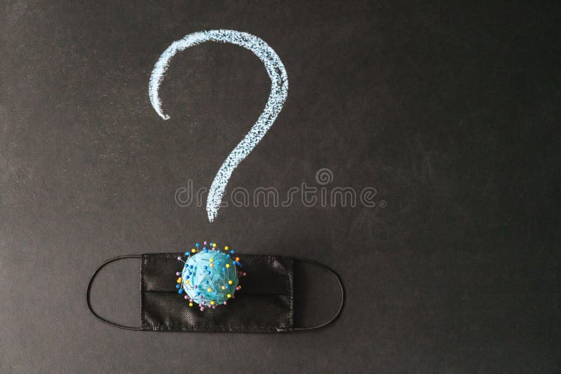 Question Mark, Medical Mask and Bacteria Symbol on Chalk Board Stock ...