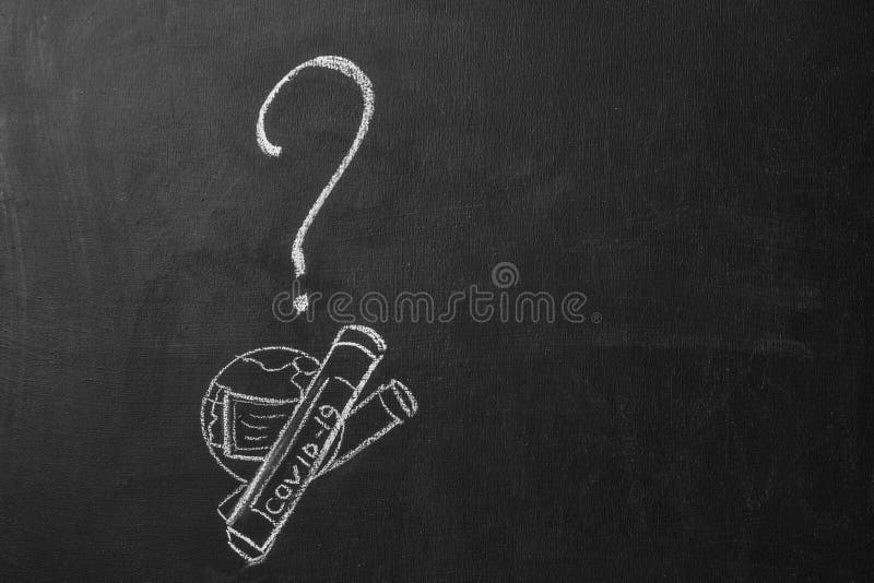 Question Mark, Medical Mask and Bacteria Symbol on Chalk Board Stock ...