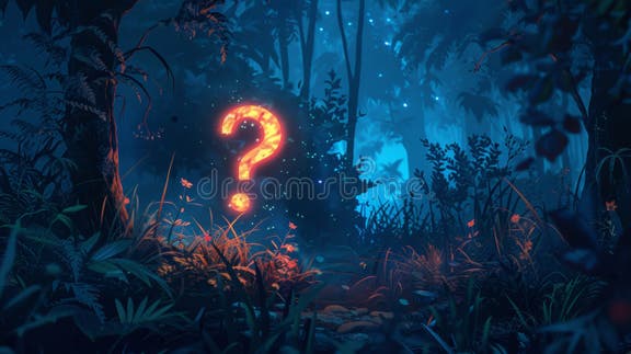 A Question Mark in the Middle of a Forest with Some Trees, AI Stock ...