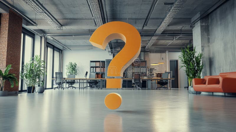 Question Mark in a Modern Office Interior. Business Concept of ...