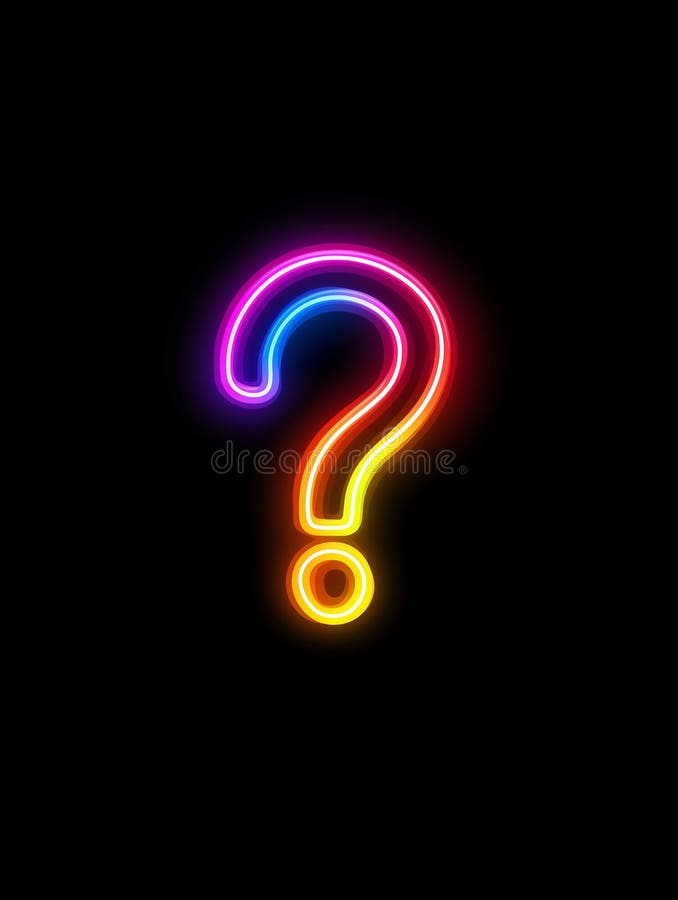 Question Mark in Neon Sign on Black Background. 3d Illustration Stock ...