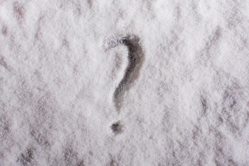 Question Mark on the Night Snow. Texture and Background. Top View ...