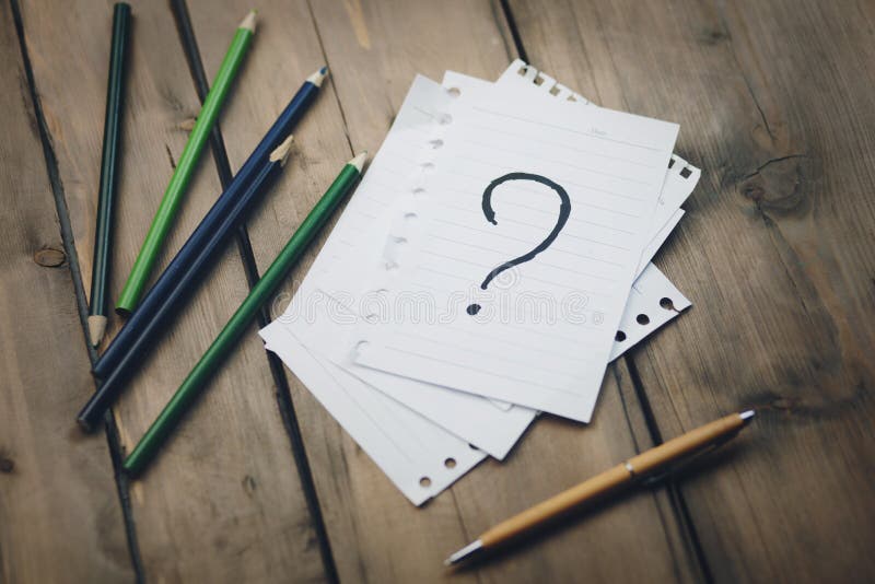 Question mark on notebook stock photo. Image of paper - 135667008