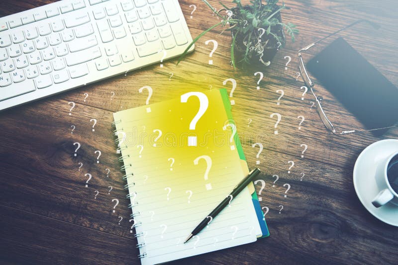 Question Mark on Notepad on Office Table Stock Photo - Image of shiny ...