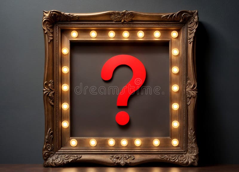 A Question Mark in a Old Vintage Classic Wooden Frame Stock ...