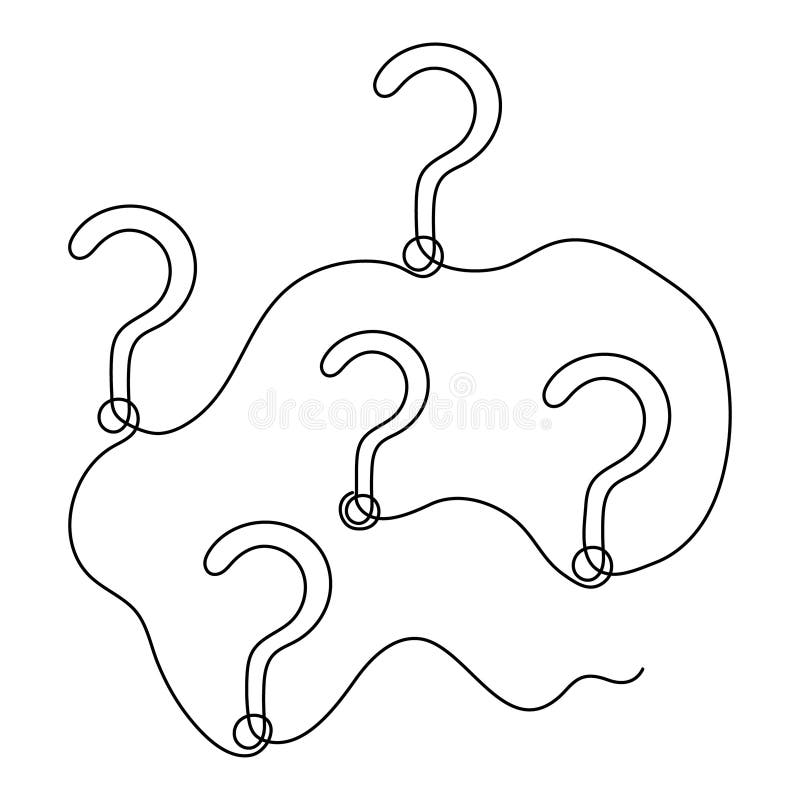 Question Mark One Line Art, Hand Drawn Asking Sign, Idea Continuous ...