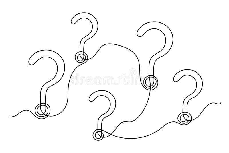 Question Mark One Line Art, Hand Drawn Asking Sign, Idea Continuous ...
