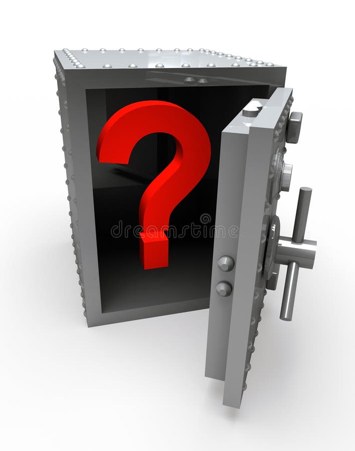 Question mark in open safe stock illustration. Illustration of ...