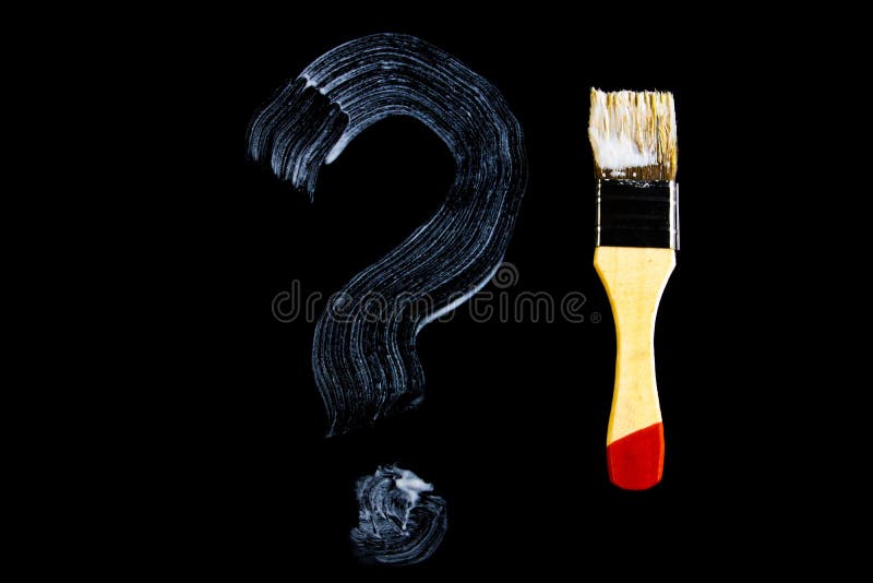 Question Mark Painted on a Black Background. White Question Mark Stock ...