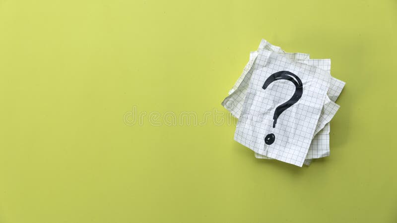 Question Mark on Paper Sheets with Yellow Background Stock Image ...