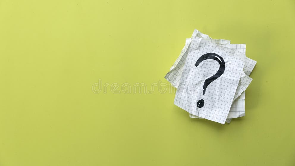 Question Mark on Paper Sheets with Yellow Background Stock Image ...