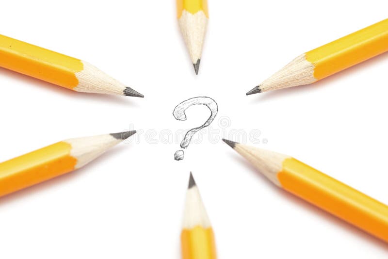Question mark and pencils stock image. Image of white - 45080537