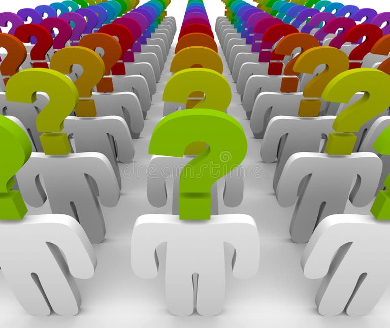Question Mark People in Confusion and Wonder Stock Illustration ...
