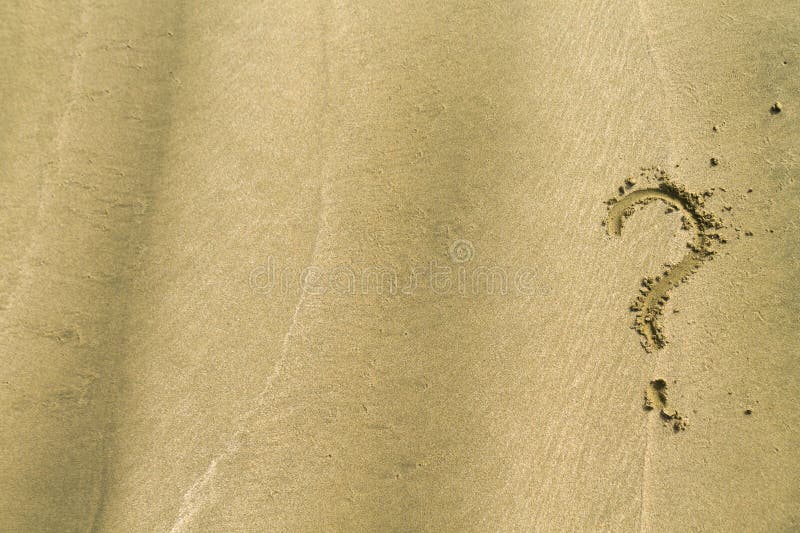 Question Mark Pictured on Sand Stock Image - Image of sign, copy: 173163409