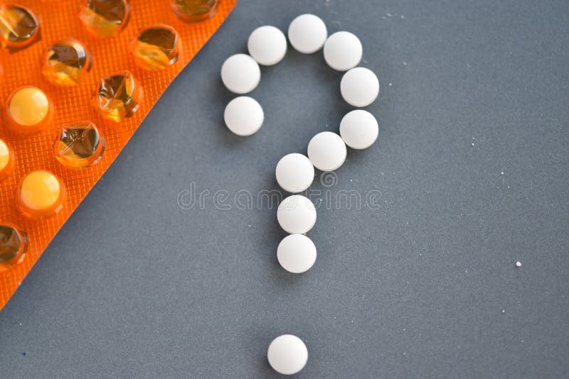 Question Mark from Pills with Orange Drug Blister Stock Photo - Image ...