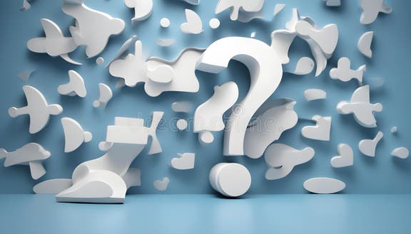 Question Mark on the Plane 3d Wall in Blue with Space To Add Content ...