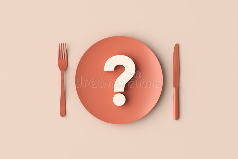 Question Mark Lying on a Plate with Knife and Fork on the Side Stock ...