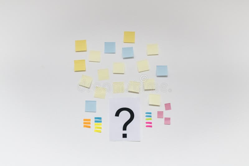 Question Mark and Post it on White Background Stock Photo - Image of ...
