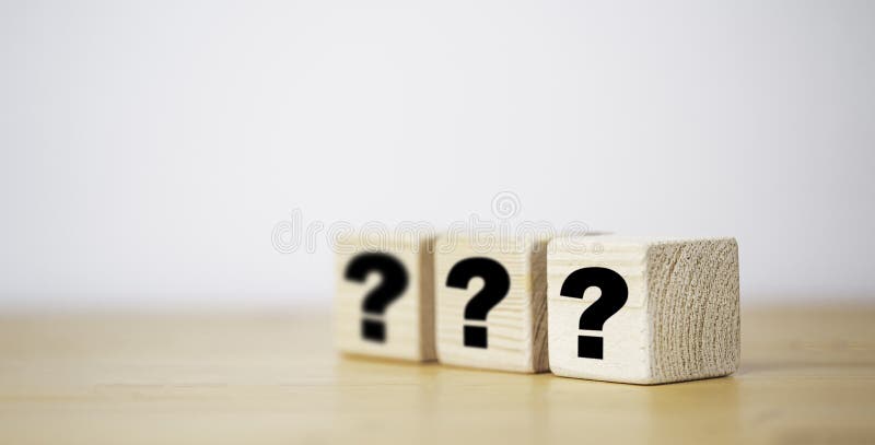Question Mark Print Screen on Wooden Cube Block with Copy Space for ...