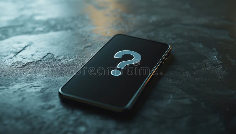 Question Mark and Question Button on Mobile Screen Phone Stock Photo ...