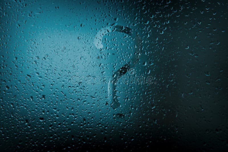 A Question Mark on Rain-wet Glass. Water Drops on the Window. Question ...