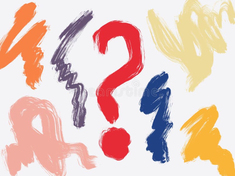Question Mark and Random Color Strokes on a White Background. Trending ...