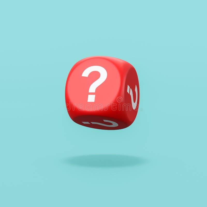 Question Mark Red Dice on Blue Background Stock Illustration ...