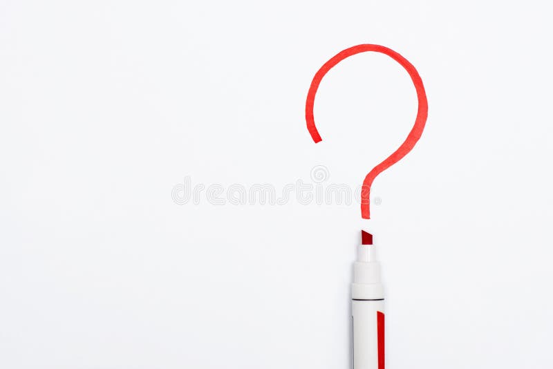 Question Mark with Red Marker on White Paper. Hand Written Question ...