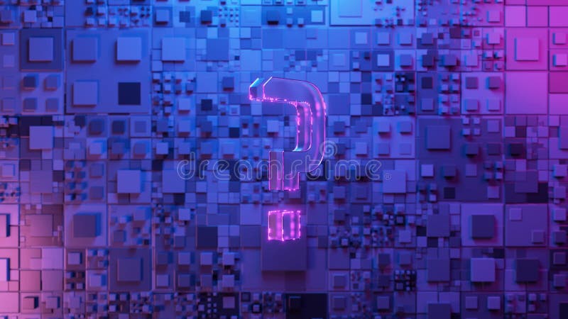 Question Mark. Rotation of a Technological Cube with a Question Mark ...