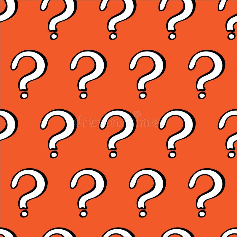 Question Mark Seamless Pattern. Vintage White Doodle Question on Red ...
