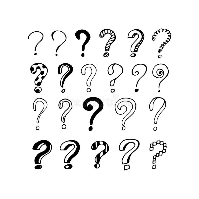 Question Mark Set Hand Drawn Doodle, . Icon, Sticker. Stock ...