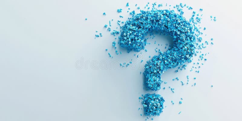 Blue Granulated Question Mark Created with Small Crystals on a Light ...