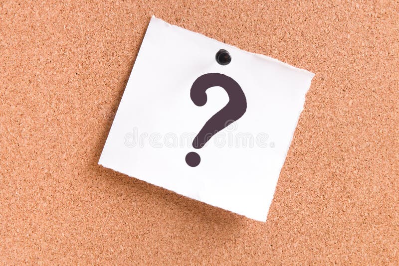 Question Mark on a Sheet Attached To a Cork Board with a Pin Stock ...