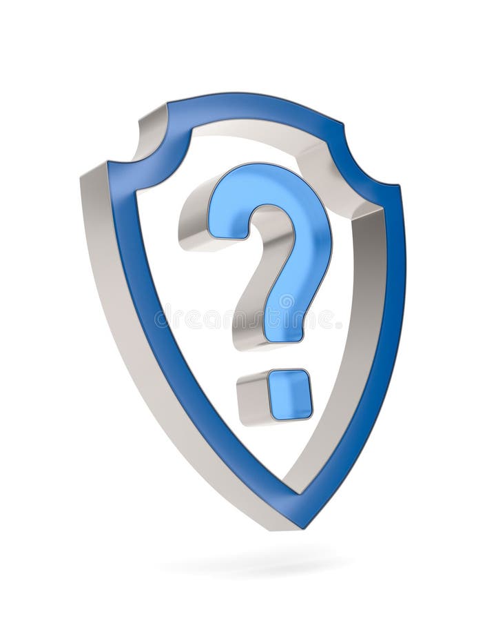 Question Mark into Shield on White Background. Isolated 3D Illustration ...
