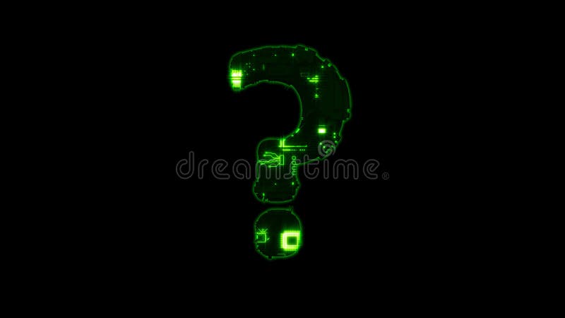 Question Mark, Glowing Hi-tech Digital Cyber Punk Green Font on Black ...